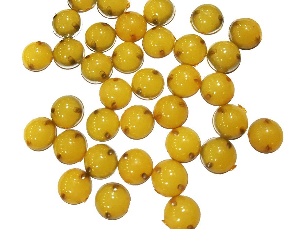 Yellow Circular Opaque Opal Plastic Rubber Stones (8 mm)