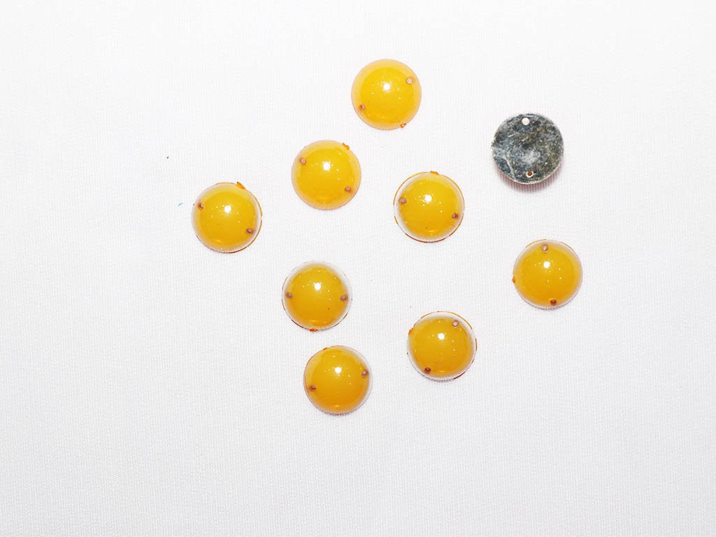 Yellow Circular Plastic Stones - 14 mm