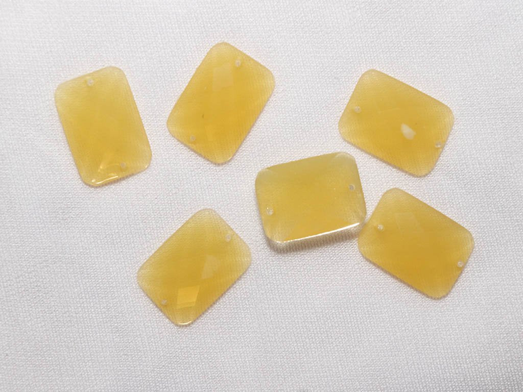 Yellow Designer Rectangle Dyeable Plastic Stones - 18x13 mm