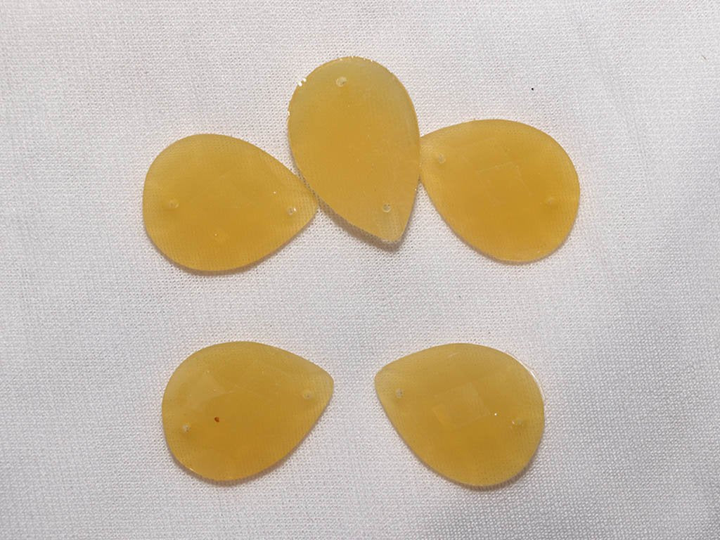 Yellow Designer Drop Dyeable Plastic Stones - 18x25 mm
