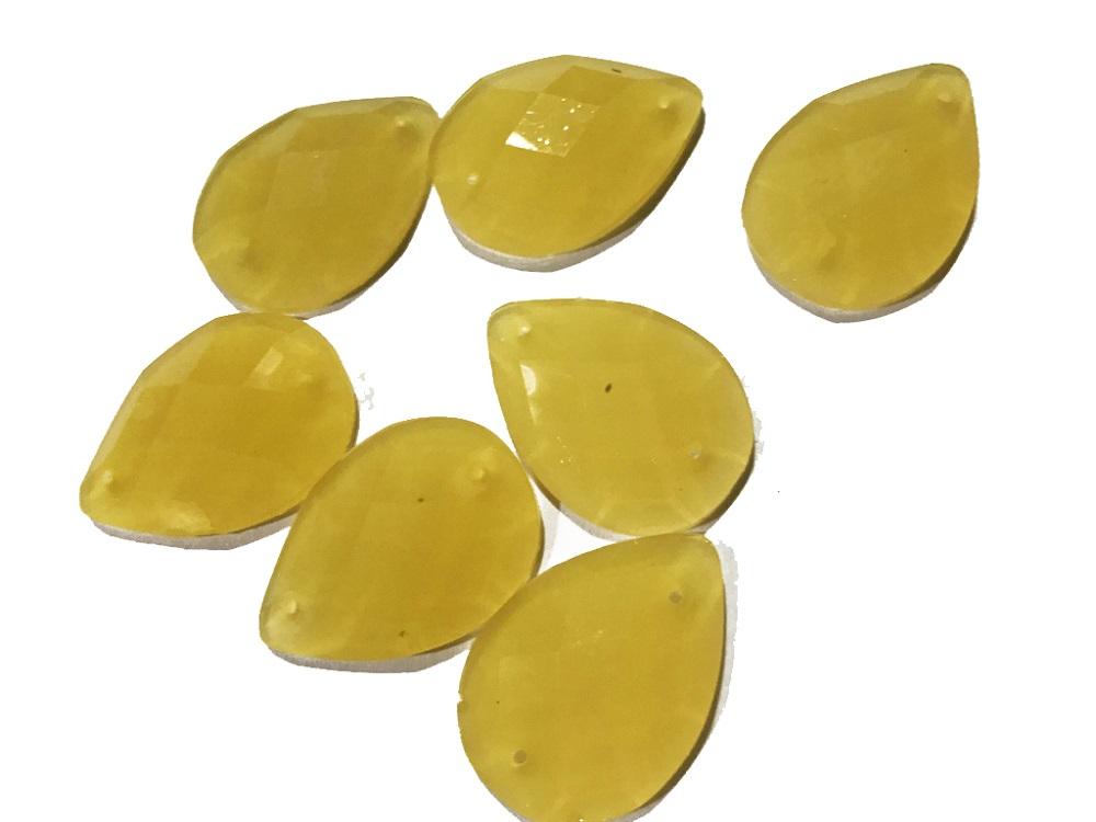 Yellow Drop Opaque Plastic Stones (18x25 mm)