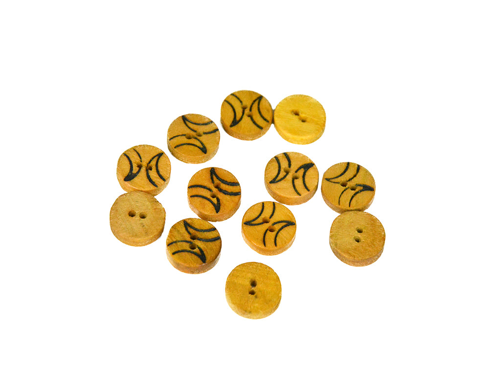 Mustard Fancy Geometric Printed 2 Hole Wooden Buttons - 24L