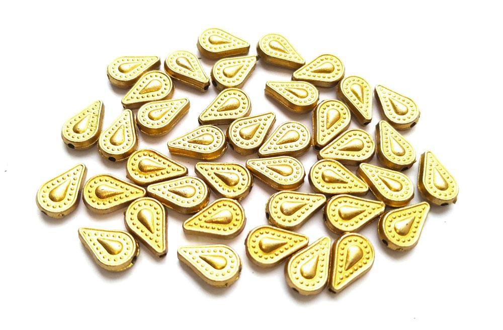 Dull Golden Brass Drop Acrylic Beads