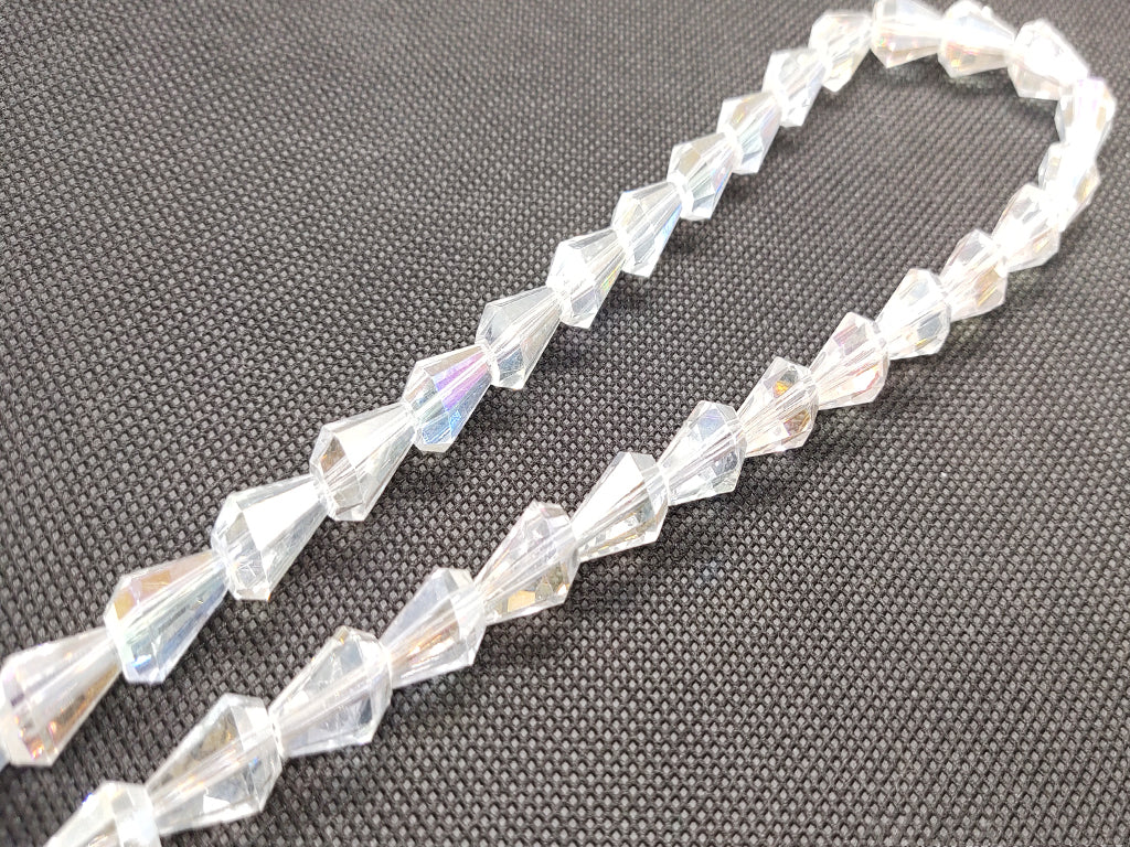 White Rainbow Conical Crystal Beads