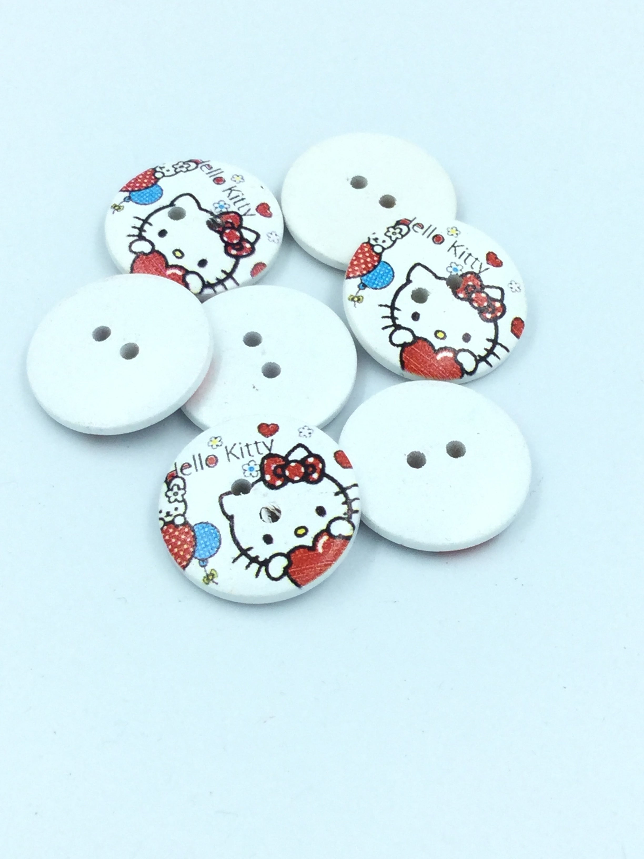 Multicolor Hello Kitty Printed 2 hole Wooden Fancy Button