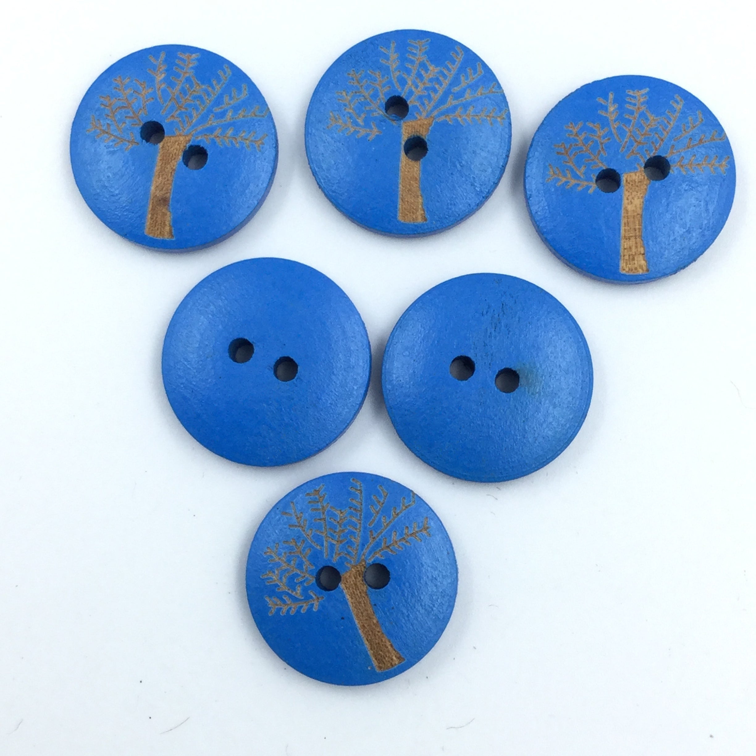 Blue Wooden 2 Hole Button