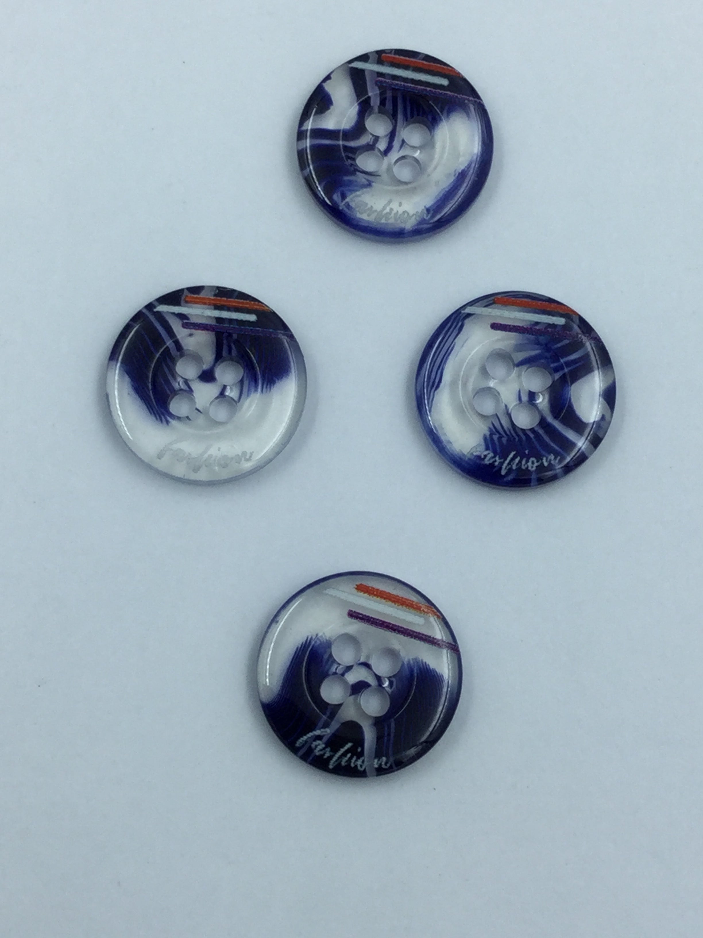 Blue White Circular Plastic Shirt Buttons