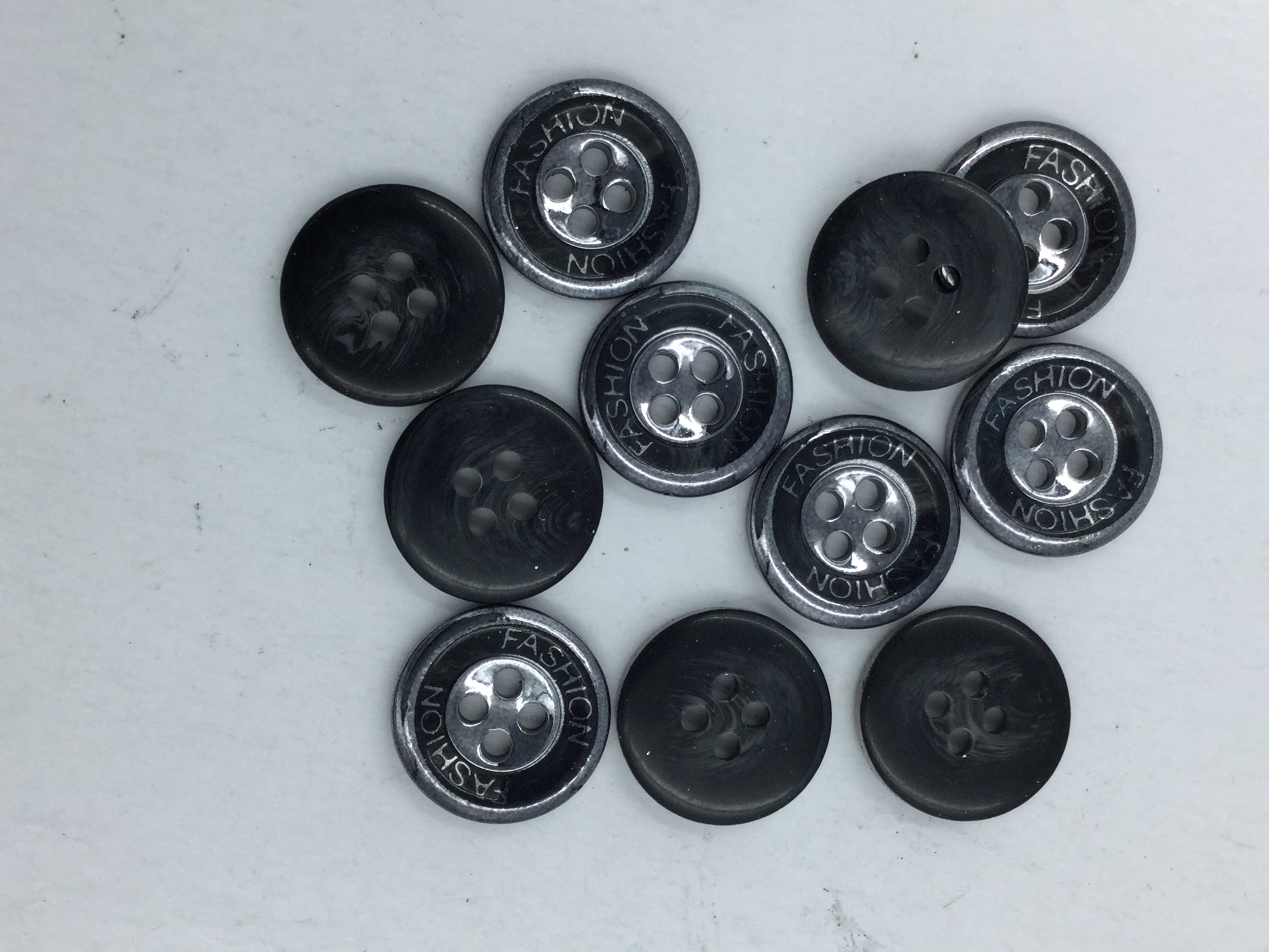 Black 4-Hole Plastic Shirt Buttons