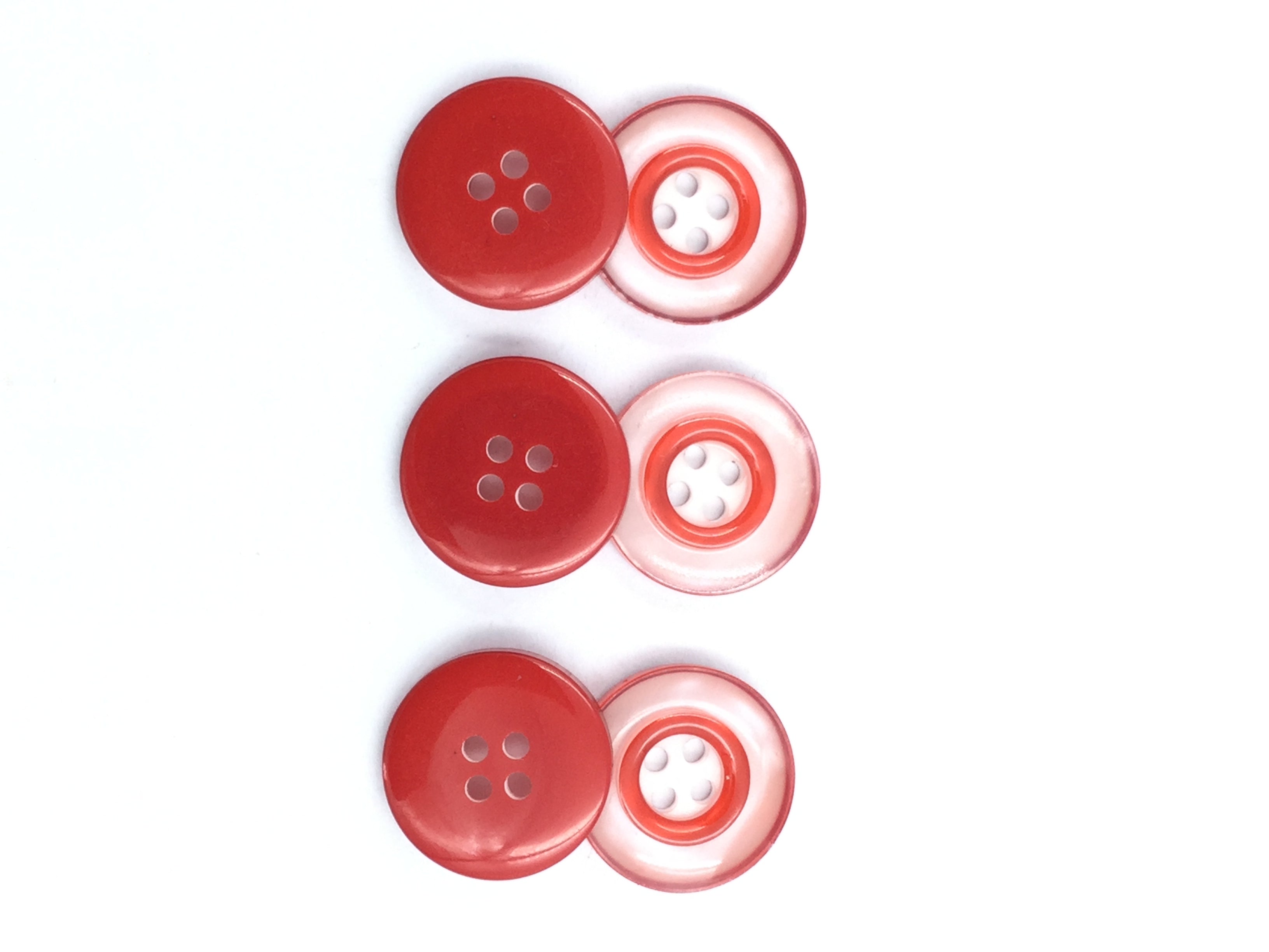 White Red Border 4 Hole Button