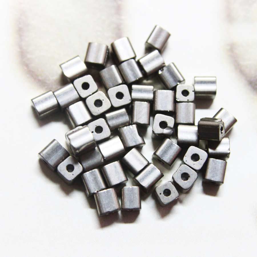 Gray Square Glass Beads