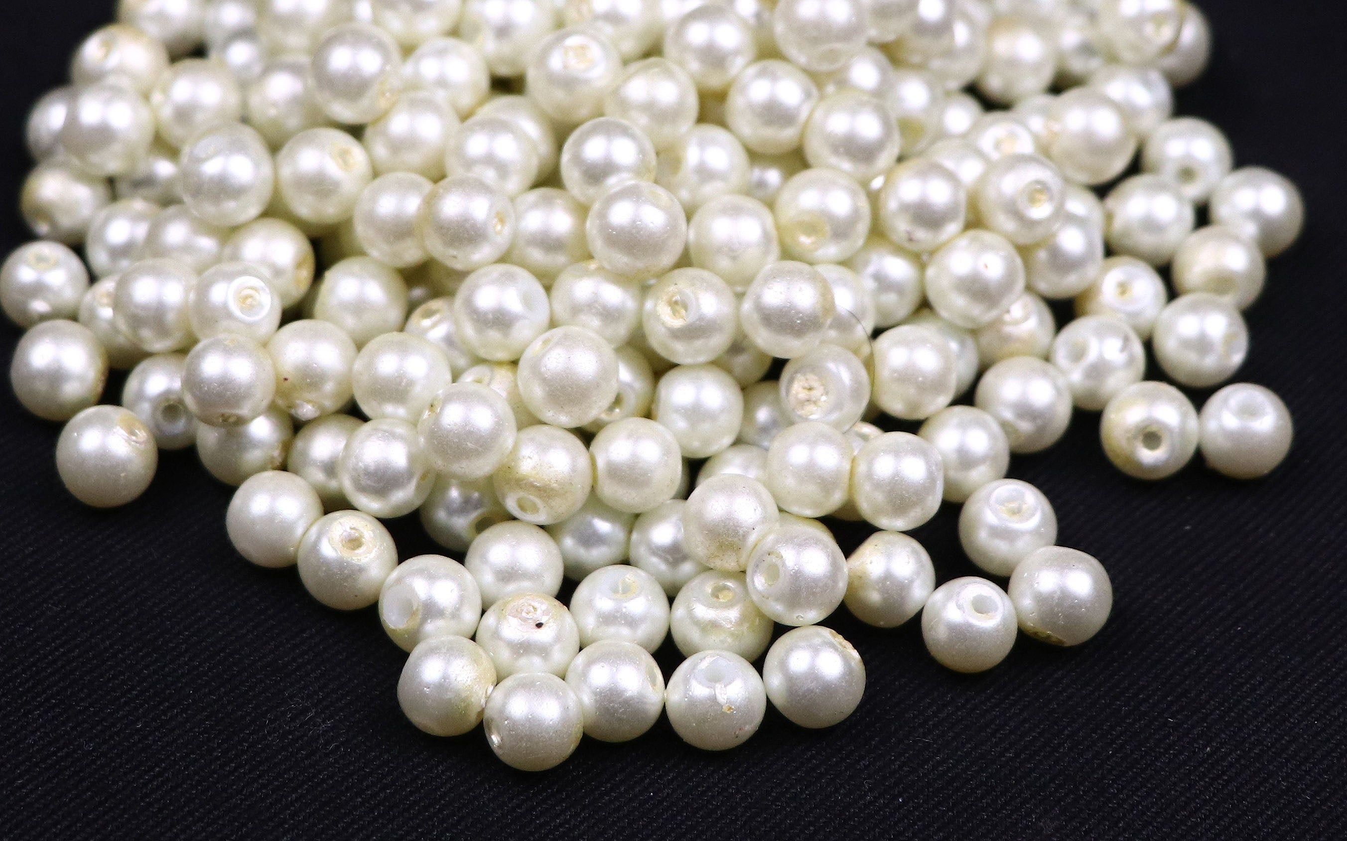 Bright White Czech Glass Pearls - 6 mm