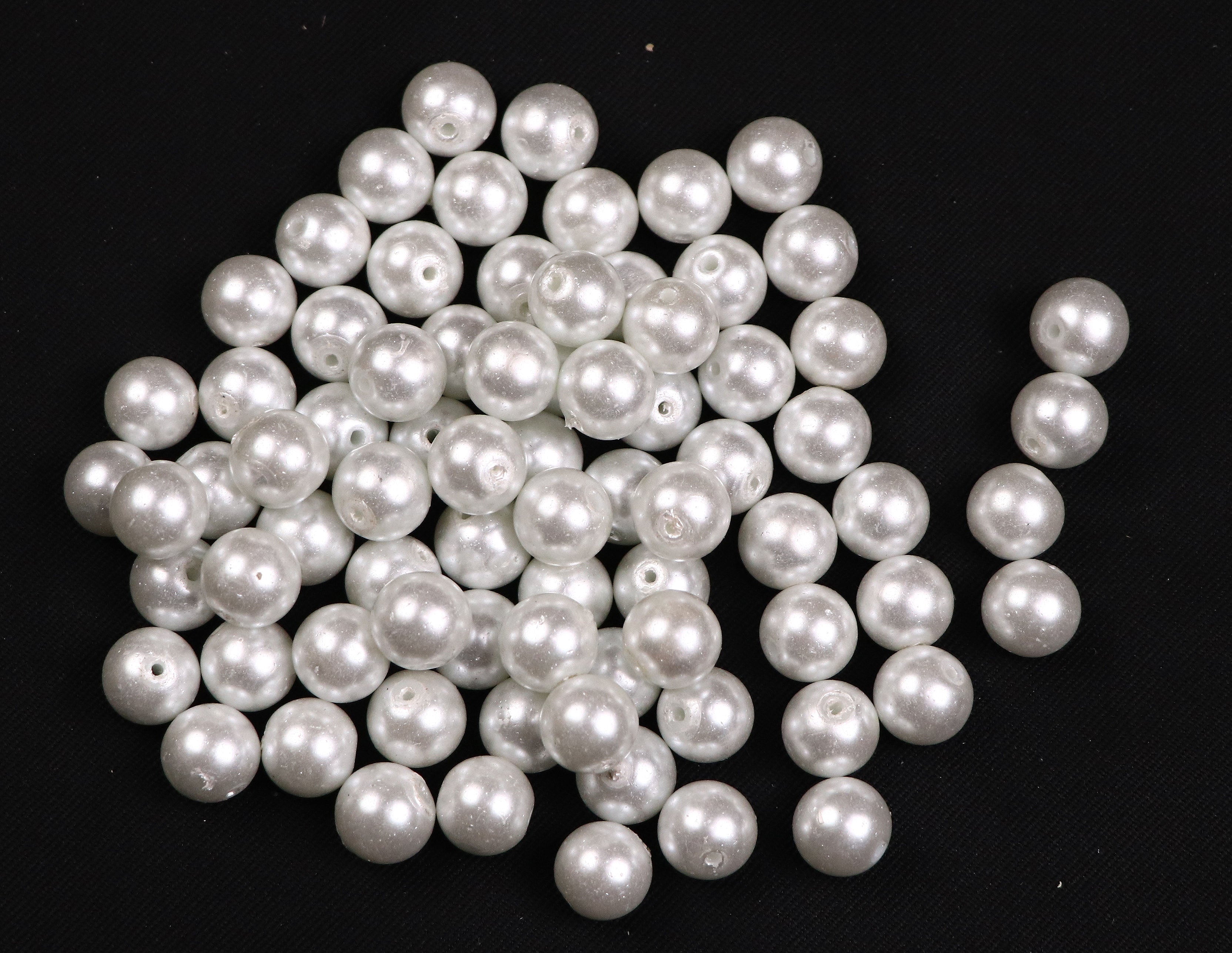 Bright White Glass Pearls - 10 mm