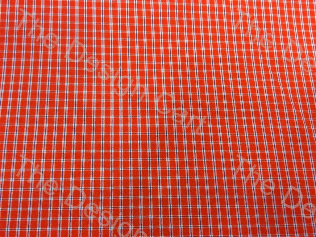 Red White Check Design Mill Made Cotton Fabric