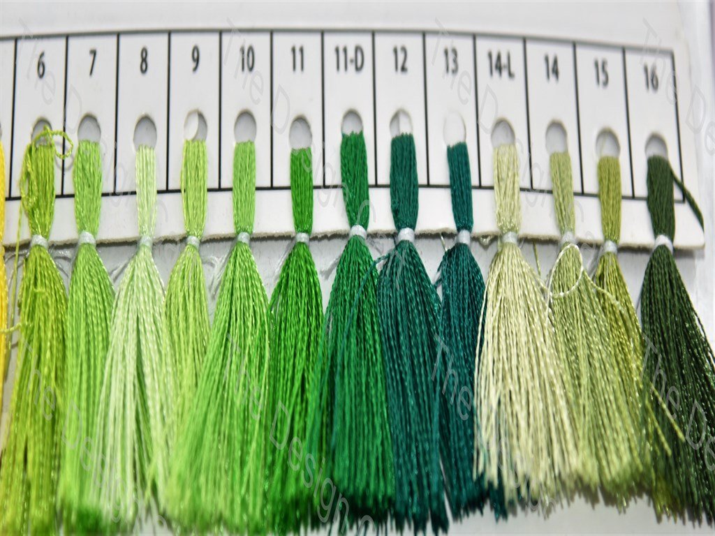 Green Colour Set 1 Silk Embroidery Threads